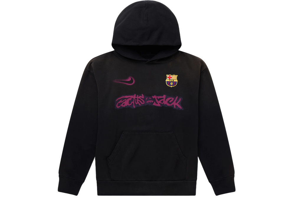 Travis Scott x Nike x FC Barcelona Spray Logo Hoodie Black - Sneak